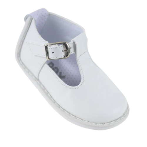 Pex Baby White T-Bar Stef Shoes | Nuvola Childrenswear
