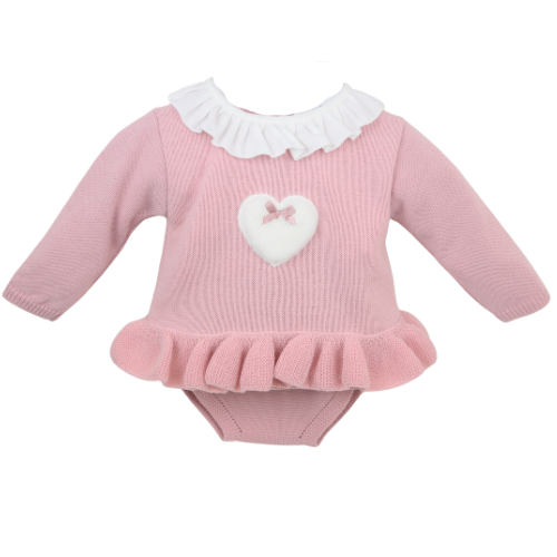 Pex Baby Girls Pink Heart Cecily Bloomer Set | Nuvola Childrenswear