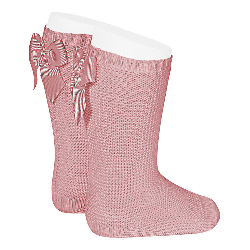 Condor Dusty Pink Knee High Bow Socks | Nuvola Childrenswear